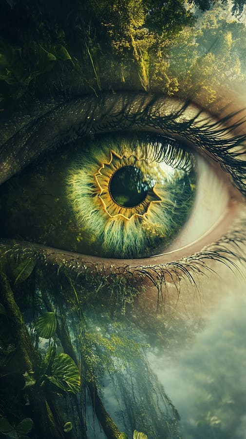 Eye of the Rainforest: a Surreal Connection Stock Illustration ...