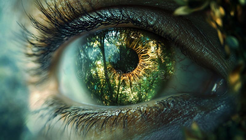 Eye of the Rainforest: a Surreal Connection Stock Illustration ...