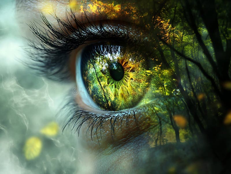 Eye of the Rainforest: a Surreal Connection Stock Illustration ...