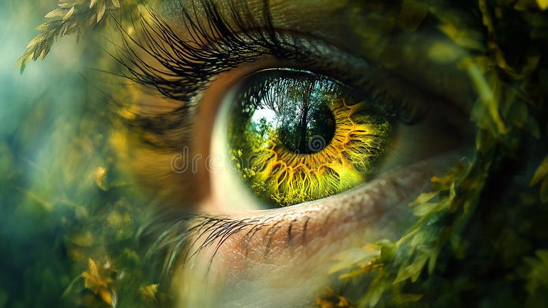 Eye of the Rainforest: a Surreal Connection Stock Illustration ...