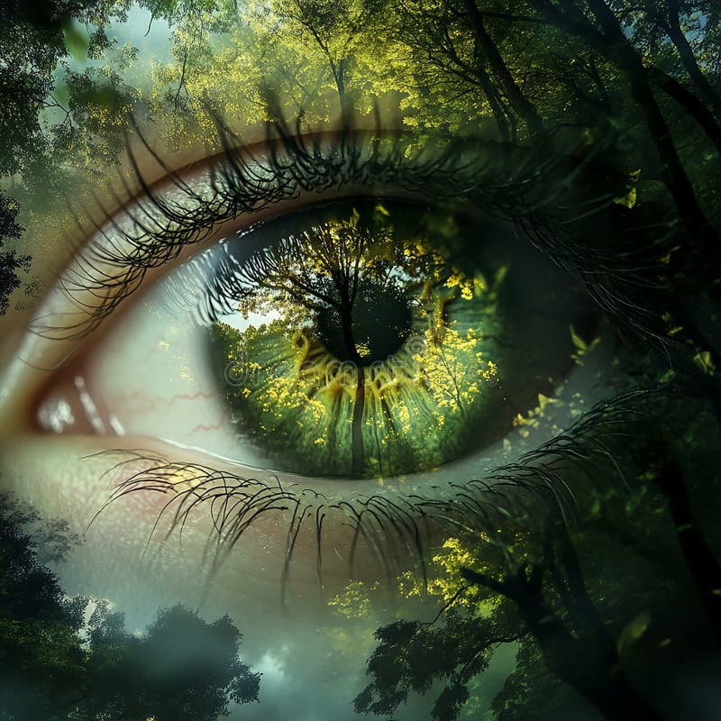 Eye of the Rainforest: a Surreal Connection Stock Illustration ...