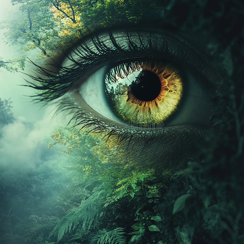 Eye of the Rainforest: a Surreal Connection Stock Illustration ...