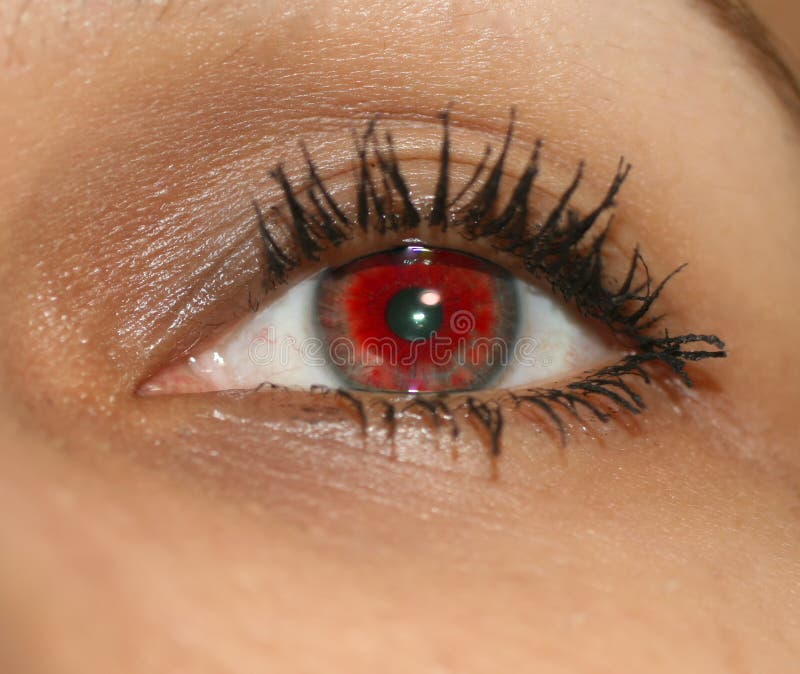 The Eye is Red Beautiful. Long Eyelashes. Stock Image - Image of female ...