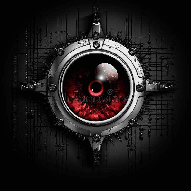 An Eye with a Red Eye on a Black Background Stock Illustration ...