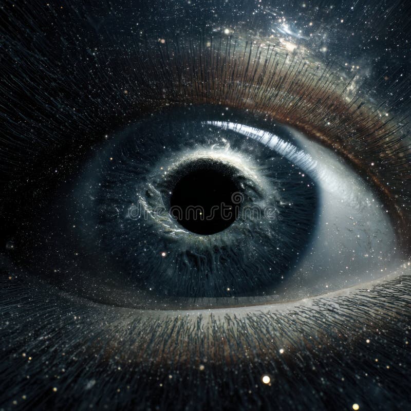 Eye Reflecting the Universe, Exploring the Depths of Existence Stock ...