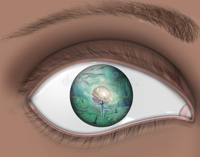 Eye Reflection. 3D Rendering Stock Illustration - Illustration of ...