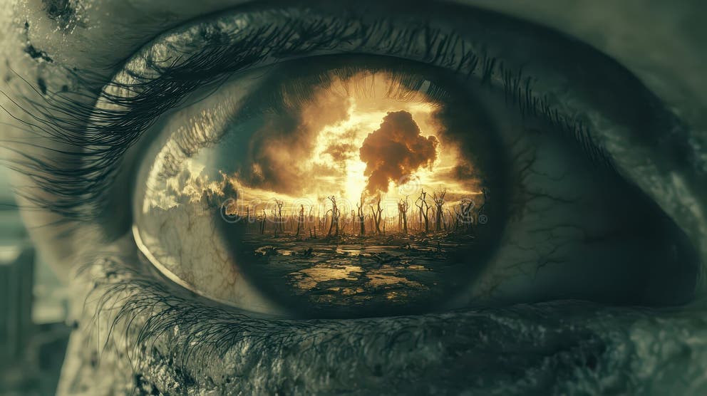 Eye Reflection of Desolate Post-Apocalyptic Landscape Stock Photo - Image of postapocalyptic ...