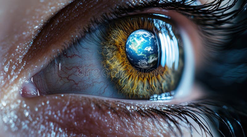 Eye with Reflection of Earth Stock Illustration - Illustration of ...