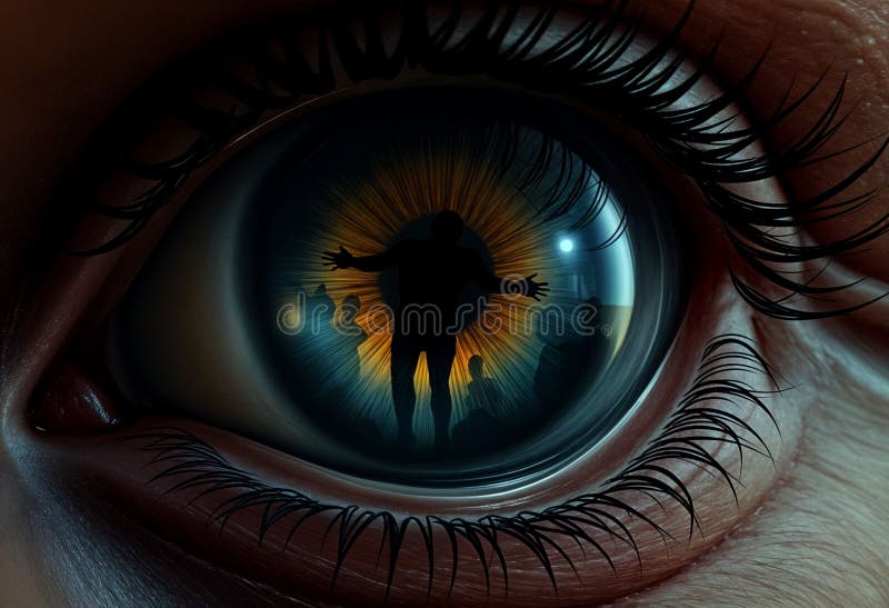 Eye Reflection with Silhouette Stock Illustration - Illustration of ...