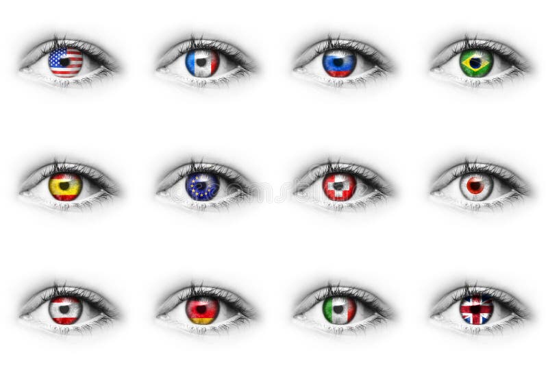 Eye with Reverse National Flags Stock Photo - Image of exempted, human ...