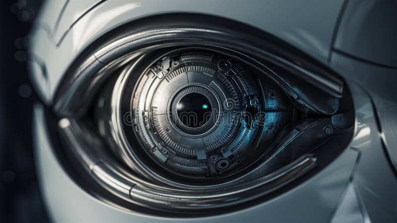 Eye of the Robot, Close Up. Artificial Intelligence Stock Illustration ...