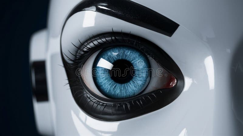 Eye of the Robot, Close Up. Artificial Intelligence Stock Illustration ...