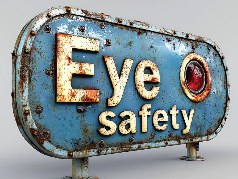 Eye safety 3d text stock image. Image of safety, retro - 374950523
