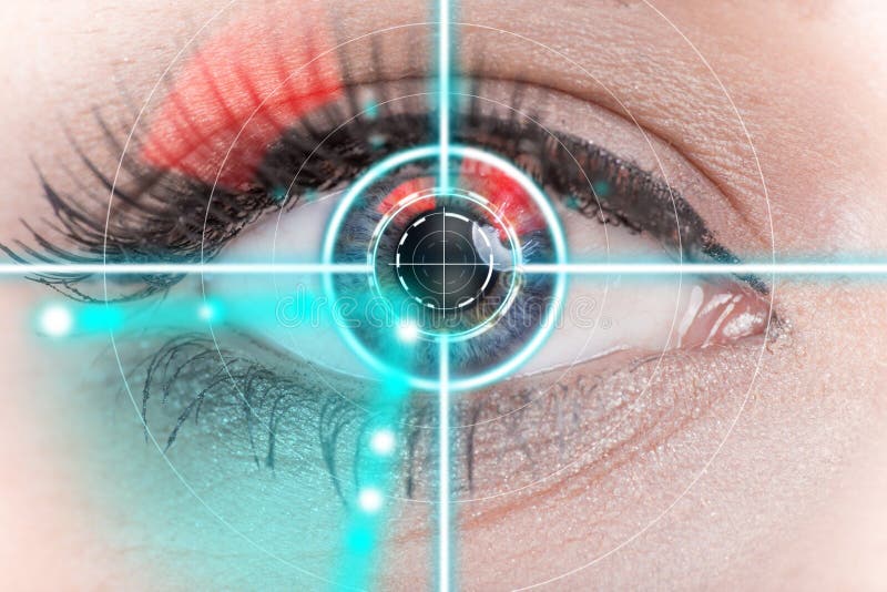 Security Iris Scanner on Blue Human Eye Stock Photo - Image of ...