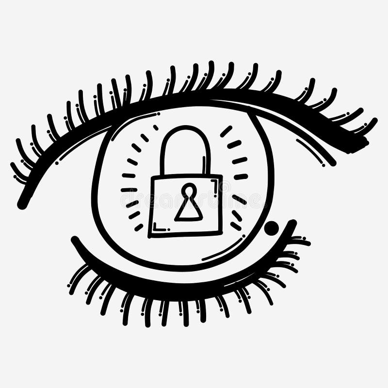 Eye Scan Secure Doodle Vector Icon. Drawing Sketch Illustration Hand ...