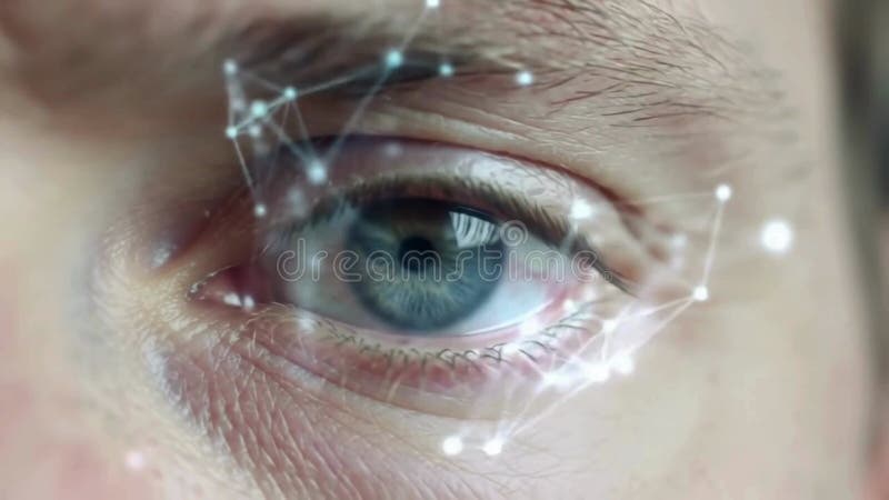 Eye Scan Technology with Digital Interface Over a Close Up of a Human ...