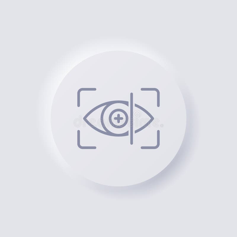 Eye Scanner Icon, White Neumorphism Soft UI Design. Stock Vector ...
