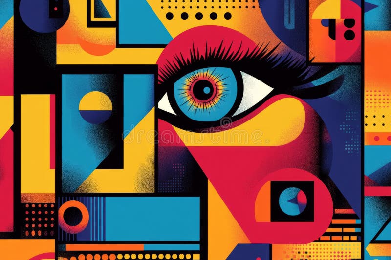 Eye Seamlessly Integrated into Vibrant Geometric Composition ...