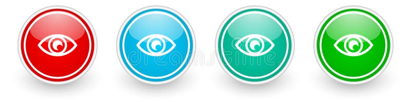 Eye, See, Vision, Sight and View Vector Icons, Colorful Glossy Buttons ...