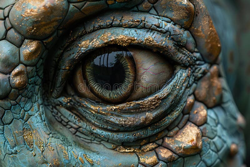 An Eye Seen from the Sides of a Dinosaur Statue, High Quality, High ...