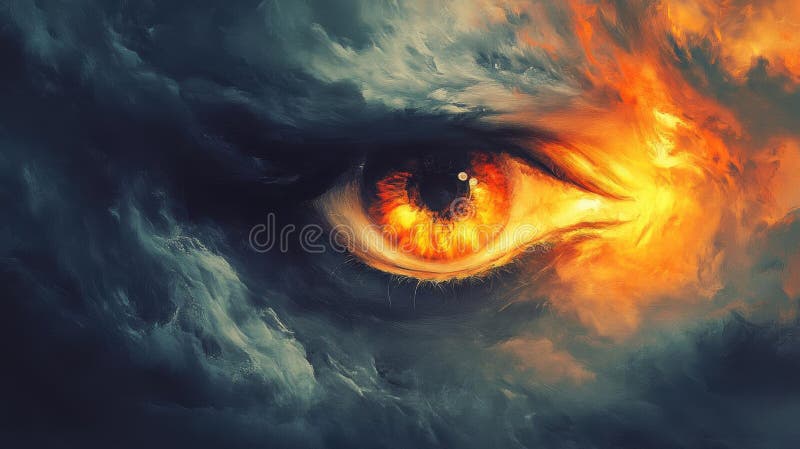 Eye Sees Fire and Storm Clouds Forming with Visionary Art and Fantasy ...