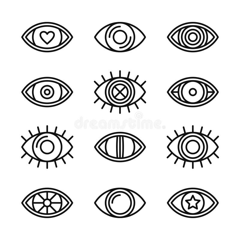 Simple Eye Set on White Background. Vector Stock Vector - Illustration ...