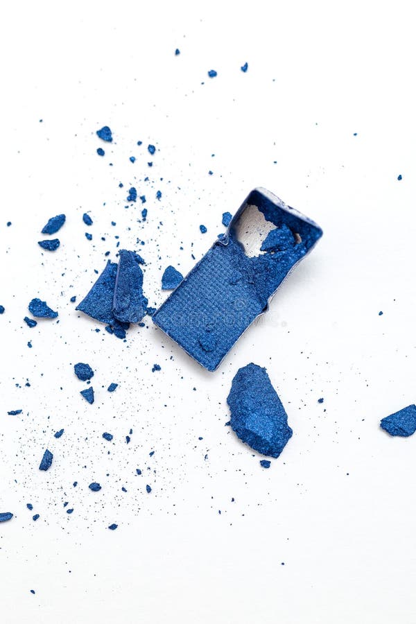 Eye Shadow Classic Blue Color Broken on White Background. Vertical ...