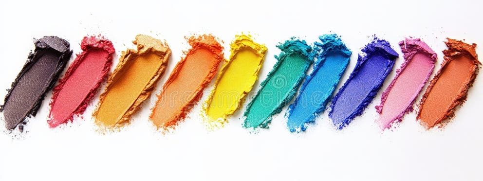 Eye Shadows in All the Colors of the Rainbow. Selective Focus Stock ...