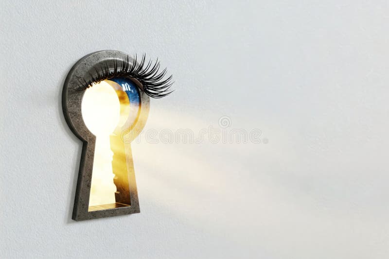 Eye-shaped Keyhole with Eyelash. Space for Text. Stock Photo - Image of ...