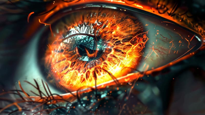 A Fiery Gaze Reveals a Mesmerizing Eye with Burning Embers and ...