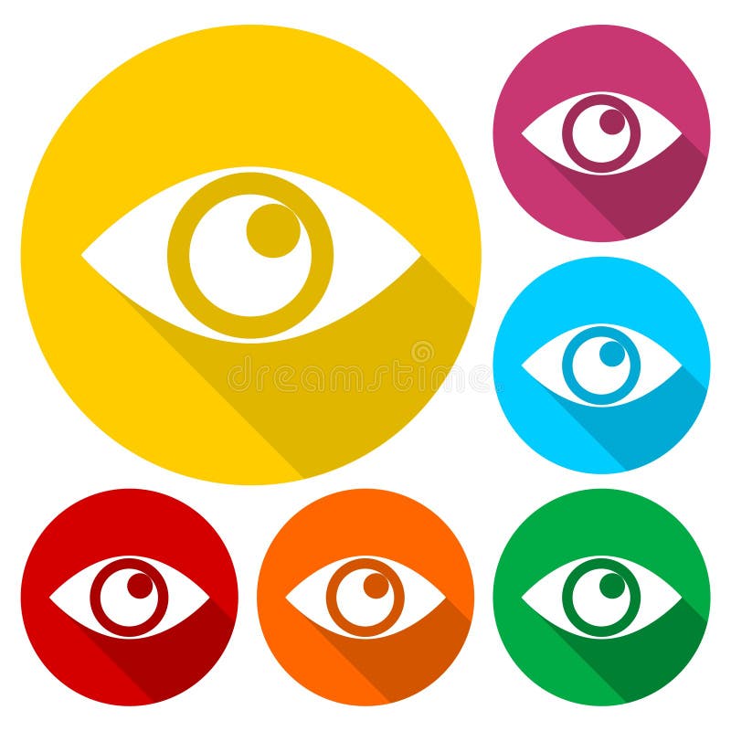 Eye Sign Icons Set with Long Shadow Stock Vector - Illustration of ...