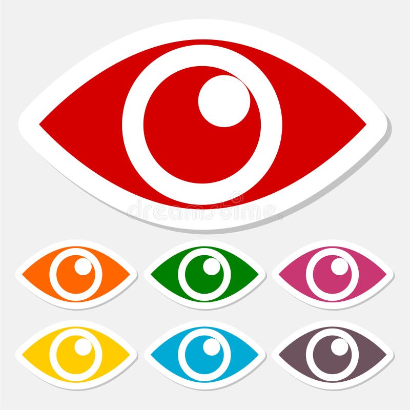 Eye Sign Icons Stickers Set Stock Vector - Illustration of isolated ...