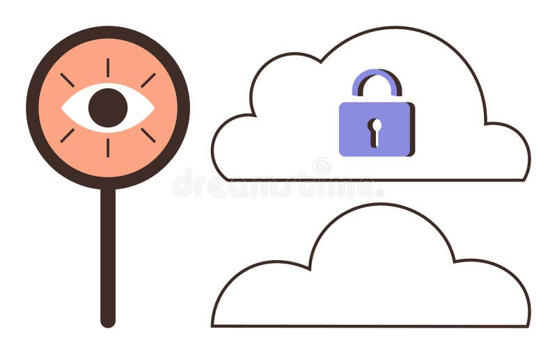 Data Security and Privacy Concept with Cloud Storage and Monitoring Stock Illustration ...