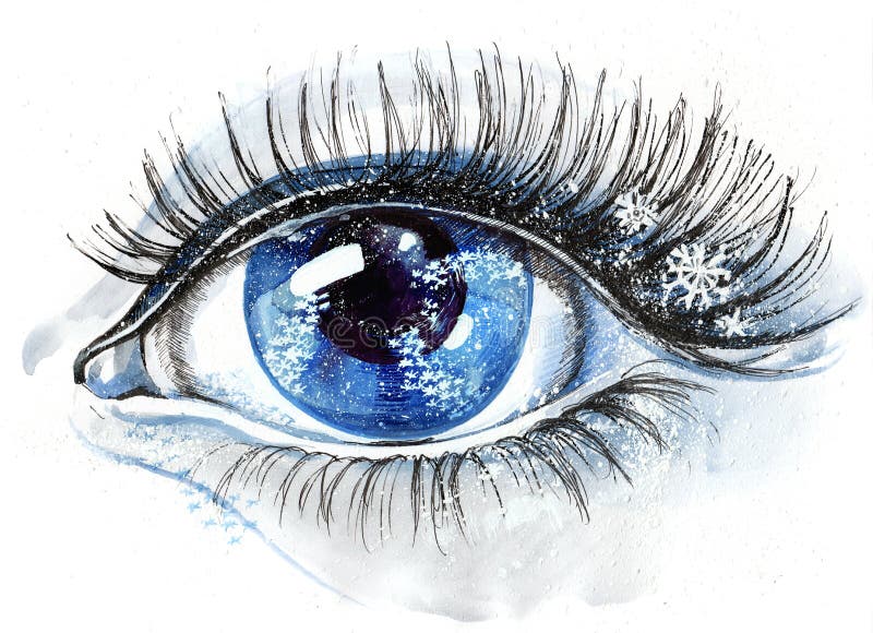 Eye with snowflakes stock illustration. Illustration of frozen - 23415692
