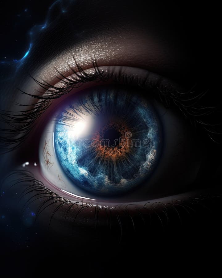 An eye with space stock illustration. Illustration of space - 300099426