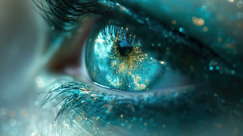 Eye with Space Reflection Macro Stock Illustration - Illustration of ...