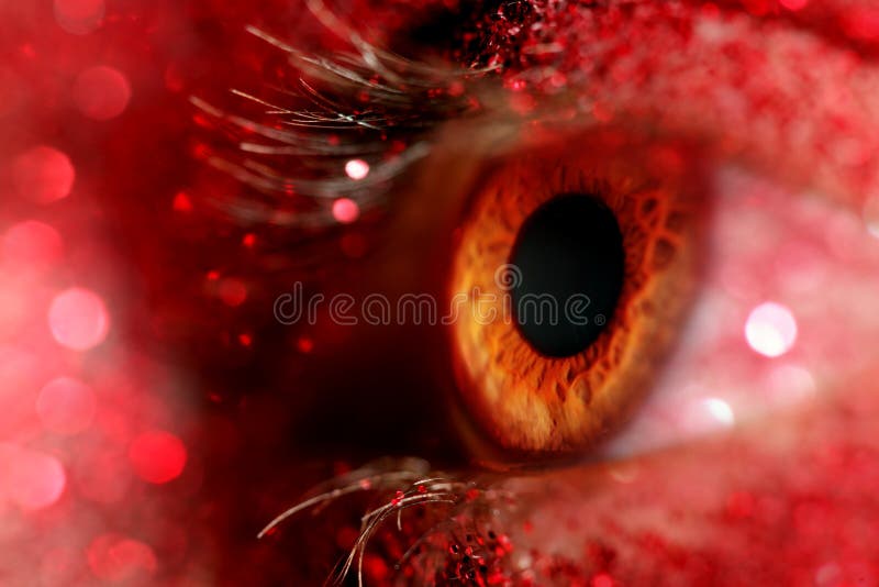 Eye with Sparkling Red Glitter Stock Photo - Image of woman, sparkle ...