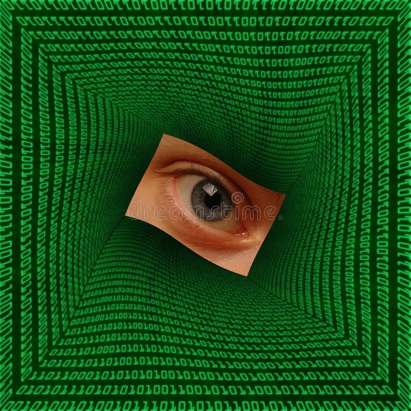 Eye in a Square Vortex of Binary Code Stock Image - Image of concept ...