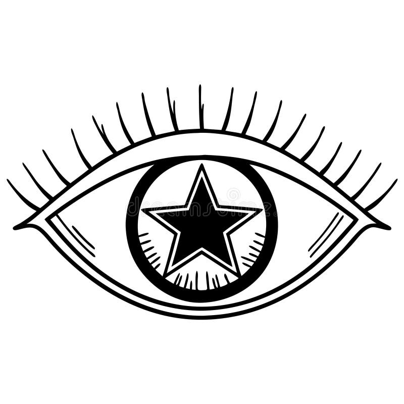 Eye with Star Pupil Vector Illustration for Tattoo and Design Use Stock ...