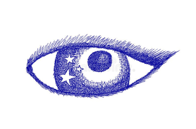 Eye with stars stock illustration. Illustration of night - 179923621