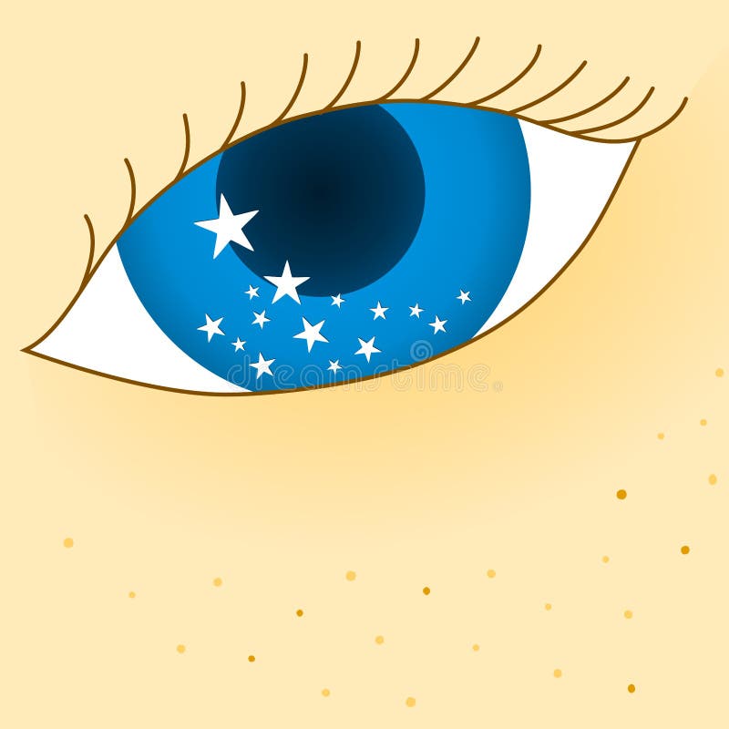 Eye with stars dreaming stock illustration. Illustration of skin - 46431131
