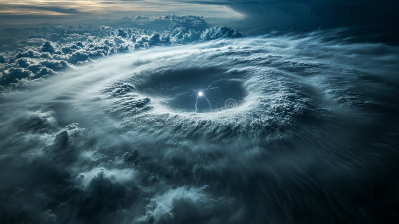 Eye of the Storm with Lightning Strike Stock Illustration ...
