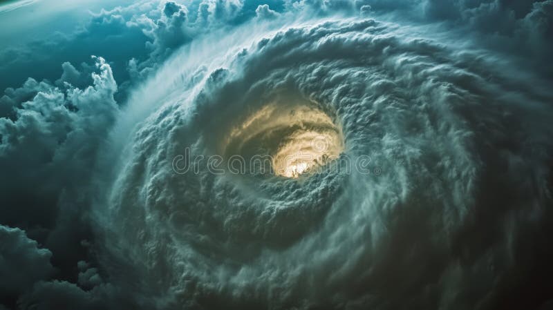Eye of a Storm with Swirling Clouds and Light, Dramatic Atmospheric ...