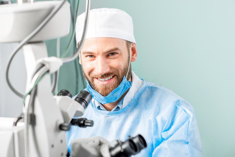 Eye Doctor with Ophthalmologic Device Stock Photo - Image of ...