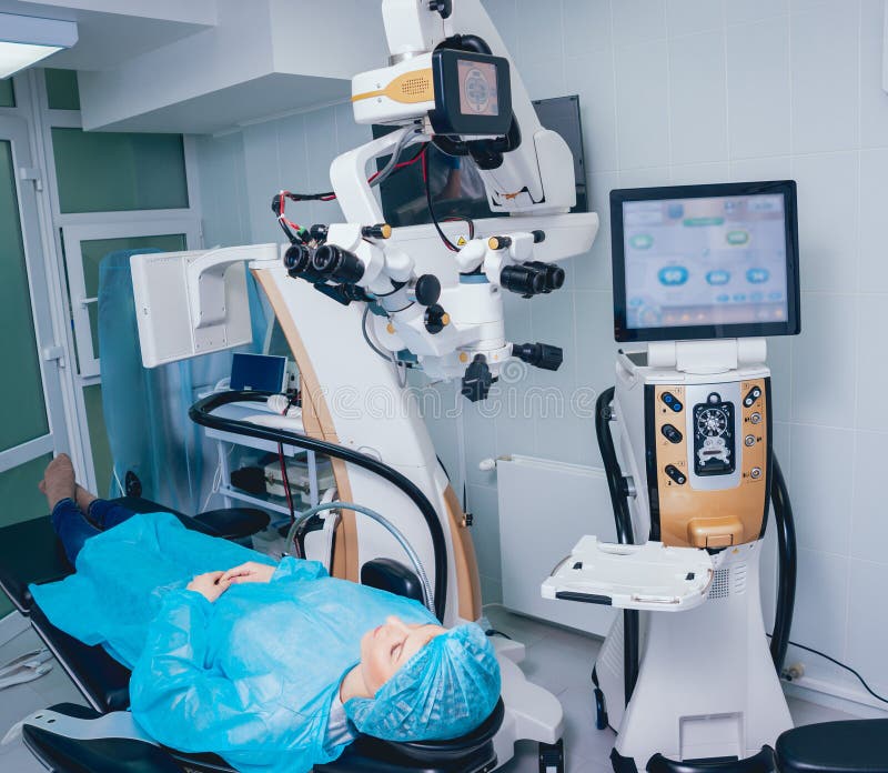 Eye Surgery. a Patient and Surgeon in the Operating Room Stock Photo ...