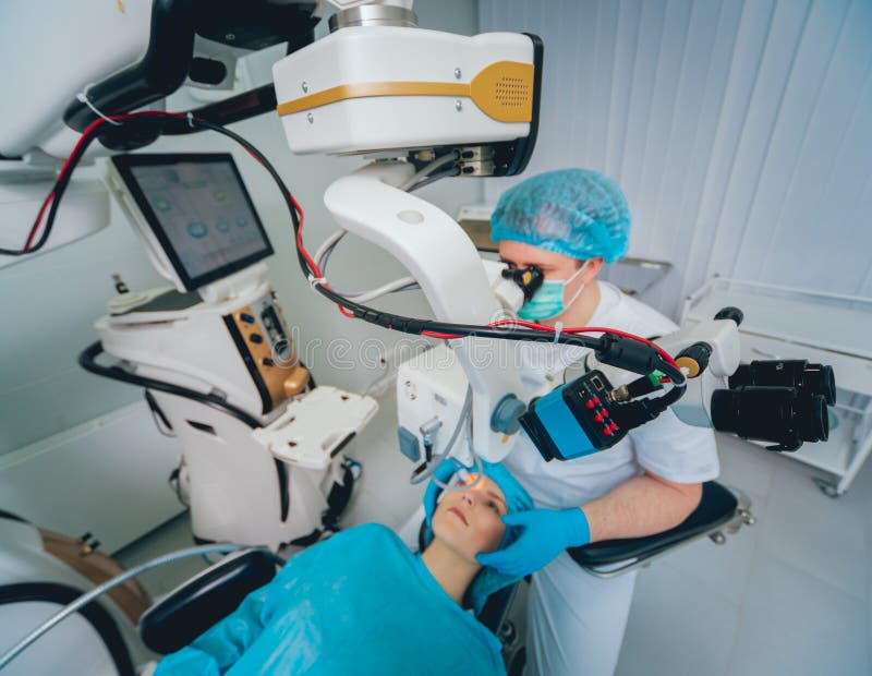 Eye Surgery. a Patient and Surgeon in the Operating Room Stock Photo ...