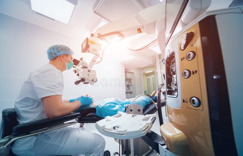 Eye Surgery. a Patient and Surgeon in the Operating Room Stock Image ...