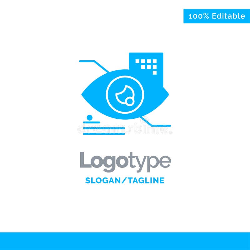 Eye, Tap, Eye Tap, Technology Blue Solid Logo Template. Place for ...