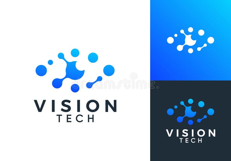 Eye Vision Digital Technology Logo Design, Molecule Atom Concept Vector Stock Illustration ...