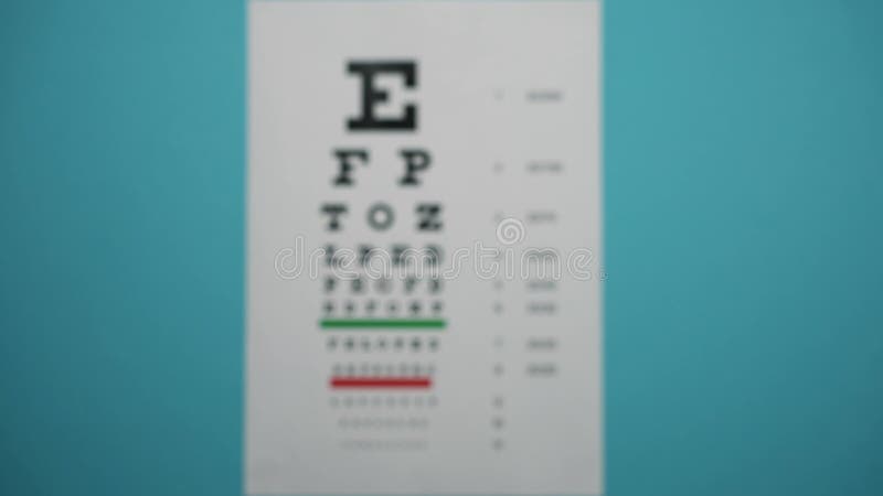 Unfocused Eye Chart on the Table with Glasses and a Container for ...